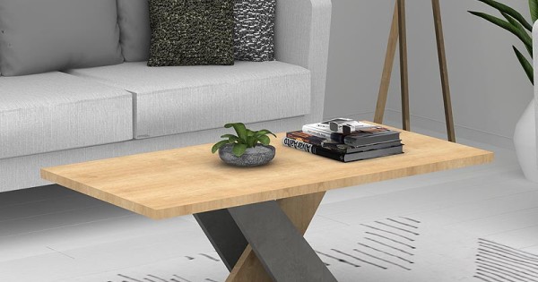 Τραπεζάκι σαλονιού Marcello Megapap μελαμίνης χρώμα sonoma - γκρι ...