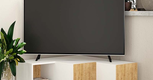 Έπιπλο τηλεόρασης γωνιακό Compact Megapap μελαμίνης χρώμα λευκό ...